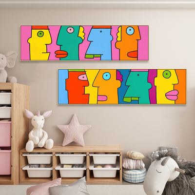 多巴胺卡通装饰画Thierry Noir儿童房挂画卧室趣味头像大嘴巴壁画