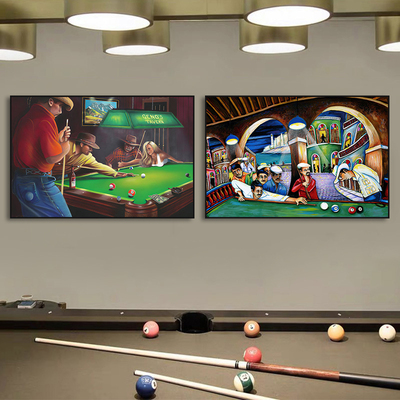 桌球室装饰画台球厅娱乐会所挂画工业风撞球馆复古美式海报壁画