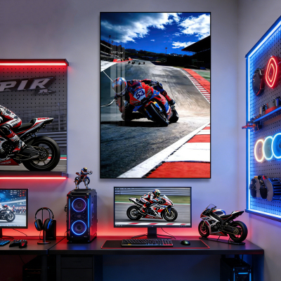 张雪夺冠纪念装饰画电竞房挂画WSBK世界超级摩托车锦标赛冠军壁画