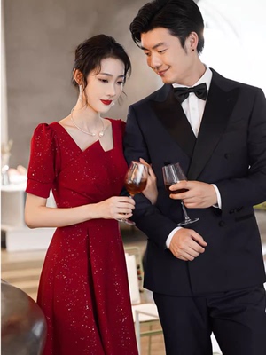 敬酒服新娘2025新款结婚回门便装订婚礼服女缎面高级感连衣裙夏季