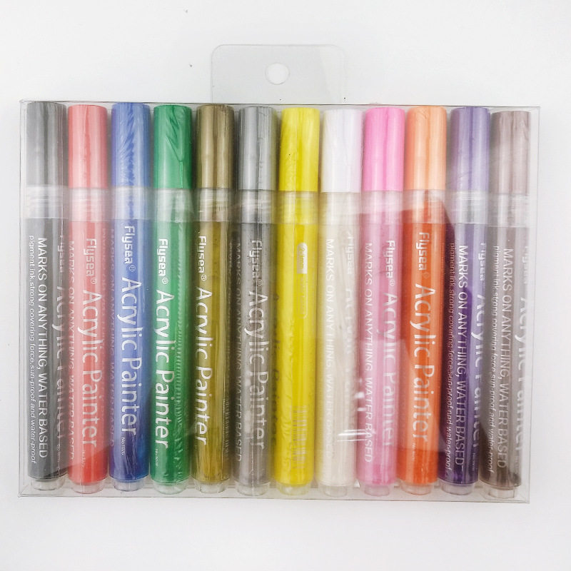 Flysea 越洋 丙烯酸油漆无味马克笔纺织水性油漆笔套装 DIY相册笔