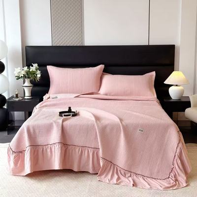 糯糯棉花边床盖单件四季通用单人防滑款夹棉加厚牛奶绒床单三件套