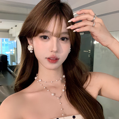 气质珍妮山茶花珍珠耳环