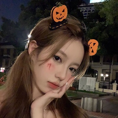 peachtea万圣节南瓜发夹