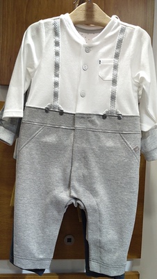 Hallmark贺曼春秋男婴儿男宝宝百天周岁单层礼服绅士长袖连体衣