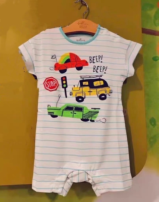 贺曼夏季纯棉短袖连体连身衣男童装婴儿宝宝哈衣爬服卡通汽车