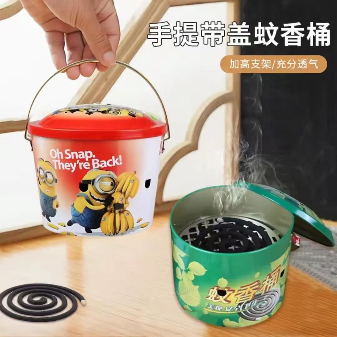 金属托盘架接灰盘防烫檀香炉蚊香收纳盒手提带盖蚊香桶蚊香盘家用