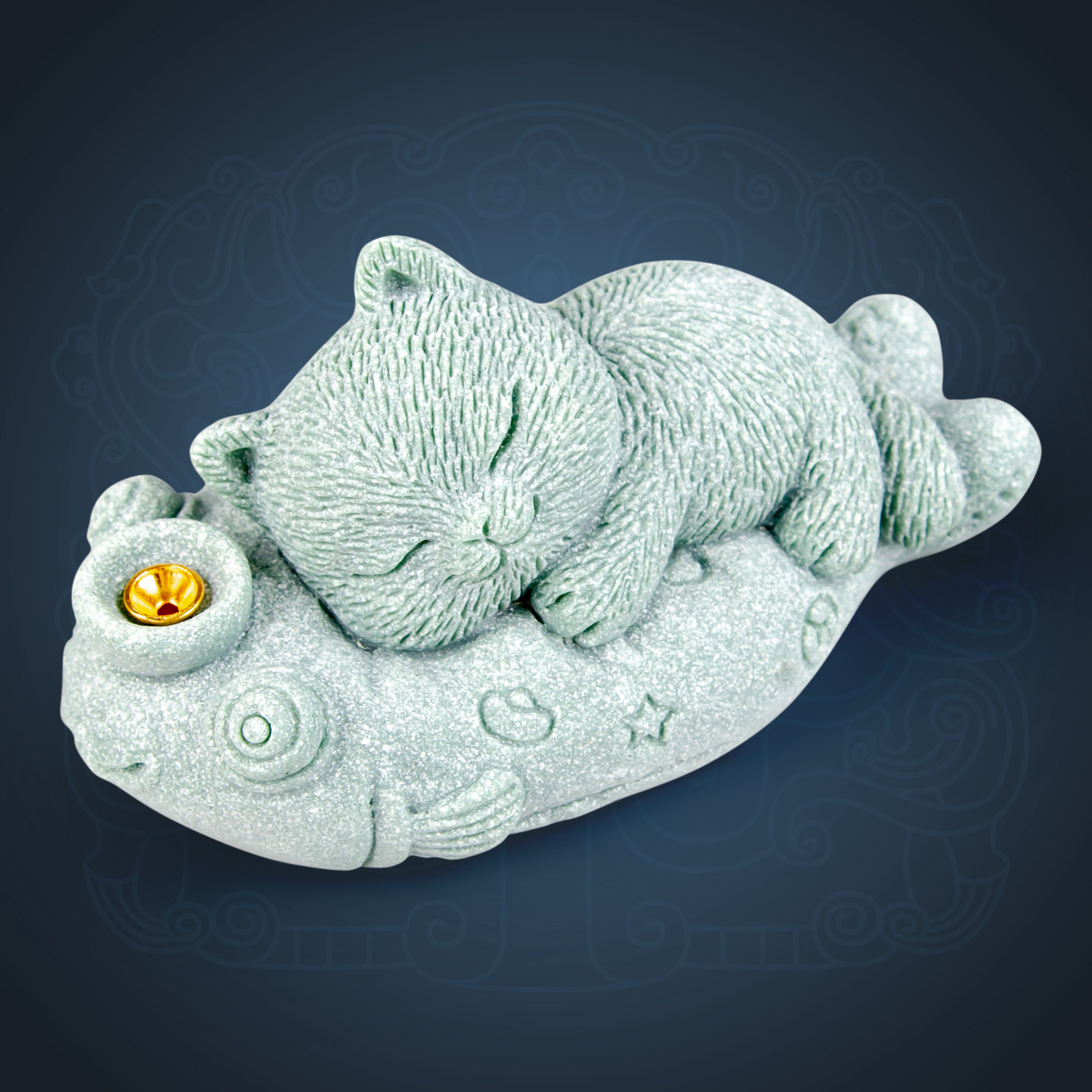 美梦锦鲤橘猫香插摆件中式萌趣睡猫茶宠茶室桌面线香座文创装饰品