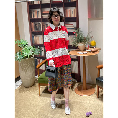 26RS蕾丝拼色宽松上衣