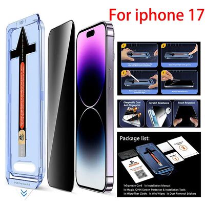 Auto Alignment Glass Screen Protector For iPhone17 16 15 Pro