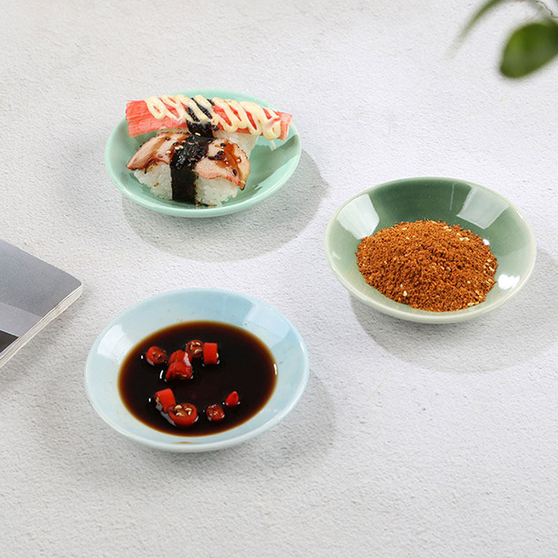 高温陶瓷味碟酱油碟圆形小号餐盘咸菜碟调料碟简约寿司碟蘸料碟子