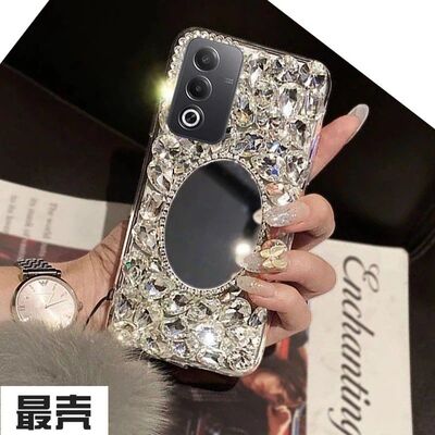 化妆镜OPPO A36手机壳奢华水钻PESM10全包硅胶防摔毛球软壳