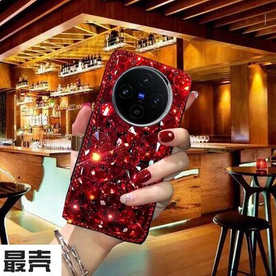 小米红米Redmi 14c 14R手机壳红宝石Note14Pro+欧美水钻奢华镶钻