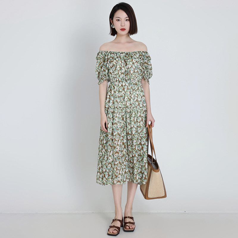 【贝系列】新款女装折扣2026年夏季专柜769元碎花雪纺连衣裙
