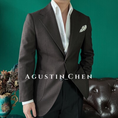 老钱羊毛精纺修身男士西装