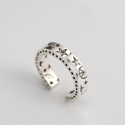 925纯银手工男女款涂鸦戒指