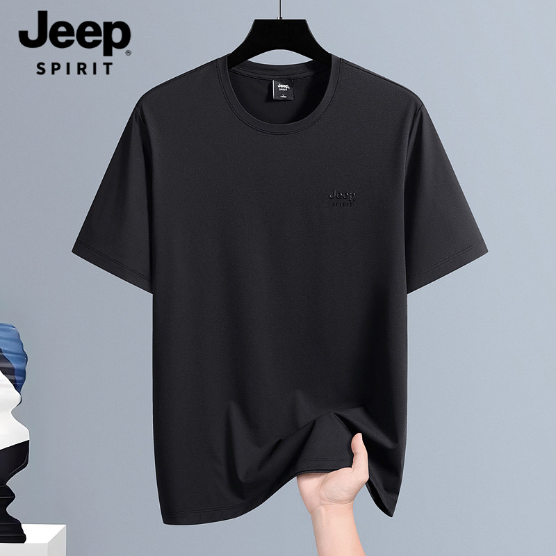 JEEP SPIRIT2026新款冰丝短袖男t恤夏季爸爸上衣服男运动男装半袖