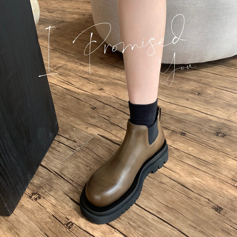 厚底内增高短靴女小码313233切尔西真皮马丁靴秋新款英伦风及裸靴_虎窝淘