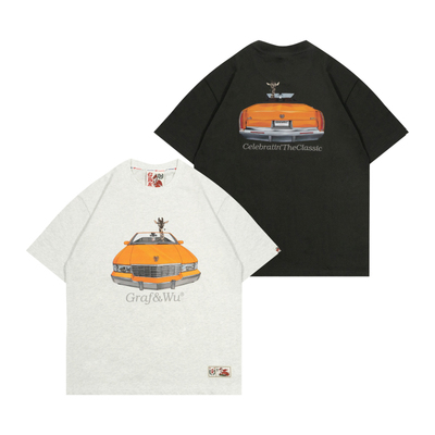 原创短袖美式刺绣老爷车GRAF&WU