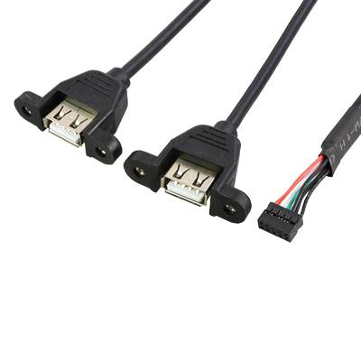 电脑机箱主板9针转杜邦2.0间距双口挡板线9Pin转USBUSB转杜邦单排5P2.0mm机箱内置挡板线/固定usb母转杜邦10p