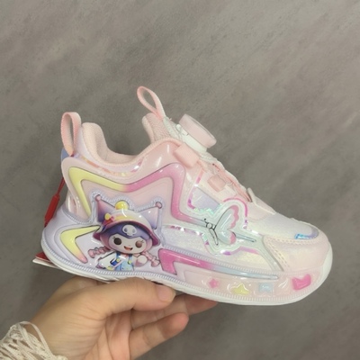 女童鞋2025春秋新运动女孩皮面亮灯旋转鞋扣儿童休闲跑步鞋58021