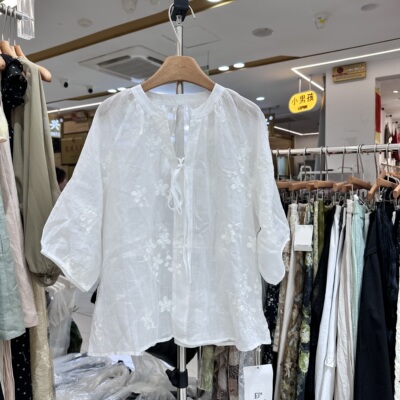 E.F.SHANG88236苎麻衬衫上衣