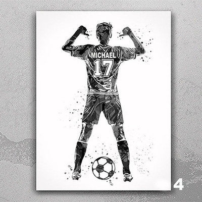 Soccer Player Boy Watercolor Football Gift Kids Room Decor