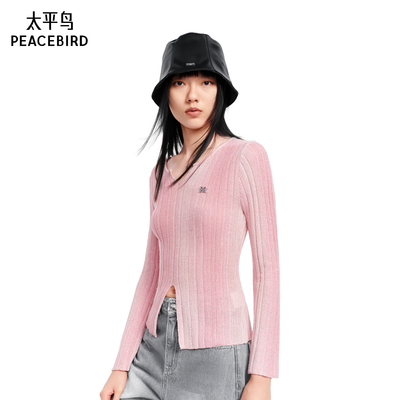 太平鸟 女装2025年新款竖条渐变纹样时尚休闲韩版套衫A3EEF1513