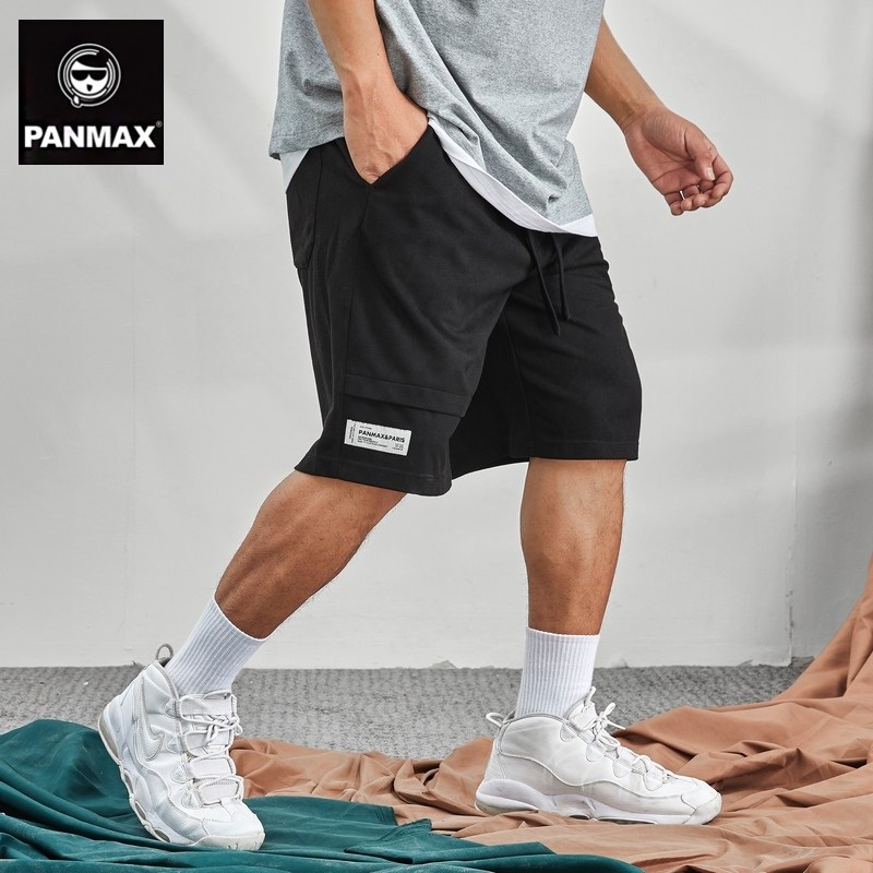 【MID】PANMAX宽松五分裤潮流ins男装简约工装裤黑色百搭休闲短裤_虎窝淘