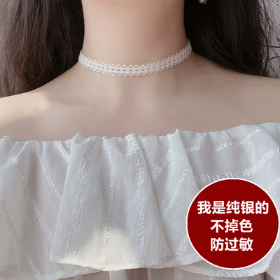 choker纯银白色超仙少女风项链