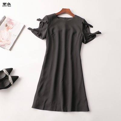 春连衣裙女长款短袖圆领