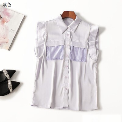 246024 夏天丝衬衫 深圳女中长款短袖翻领