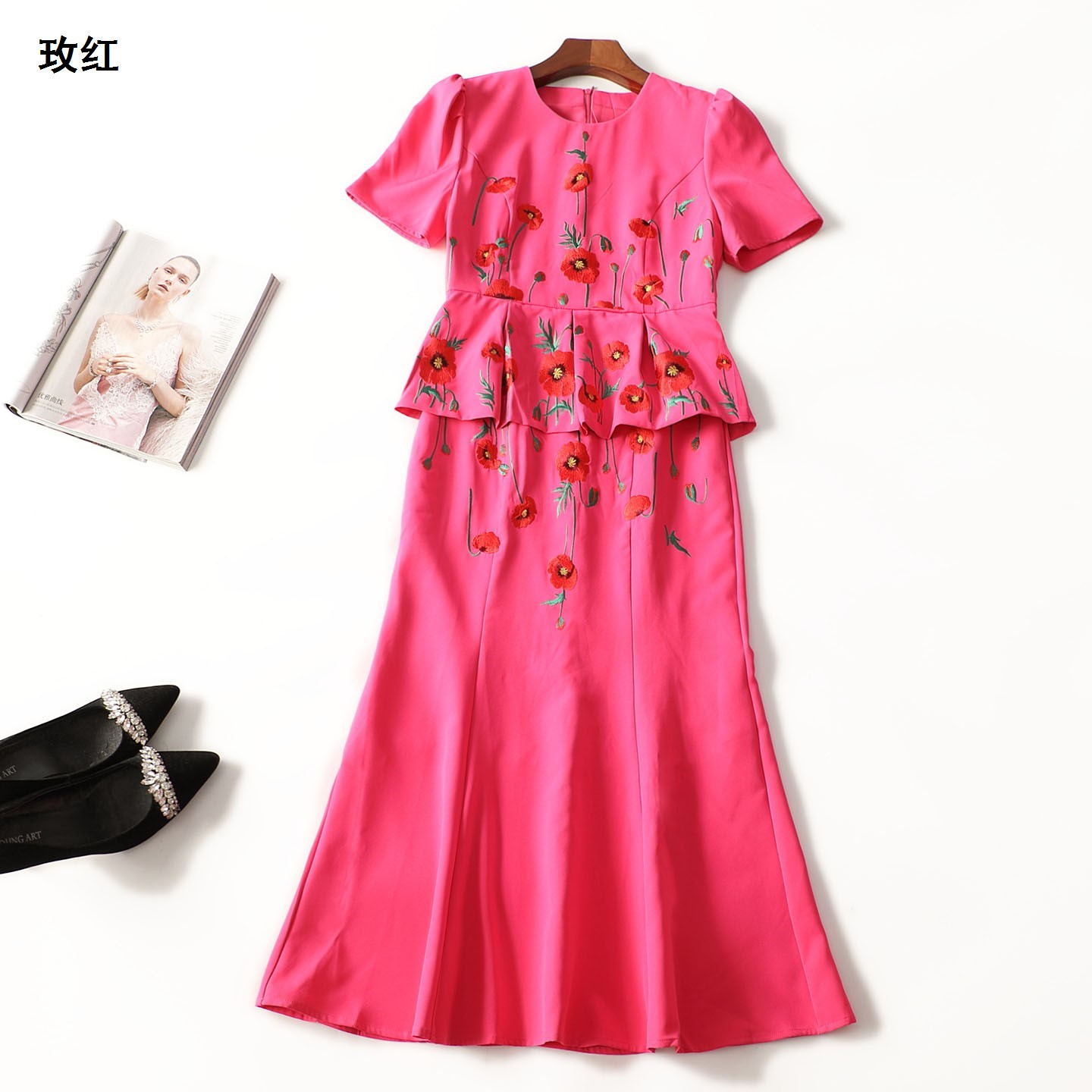 414318 夏连衣裙 深圳女加长款短袖套头.S.M.L.XL.2XL