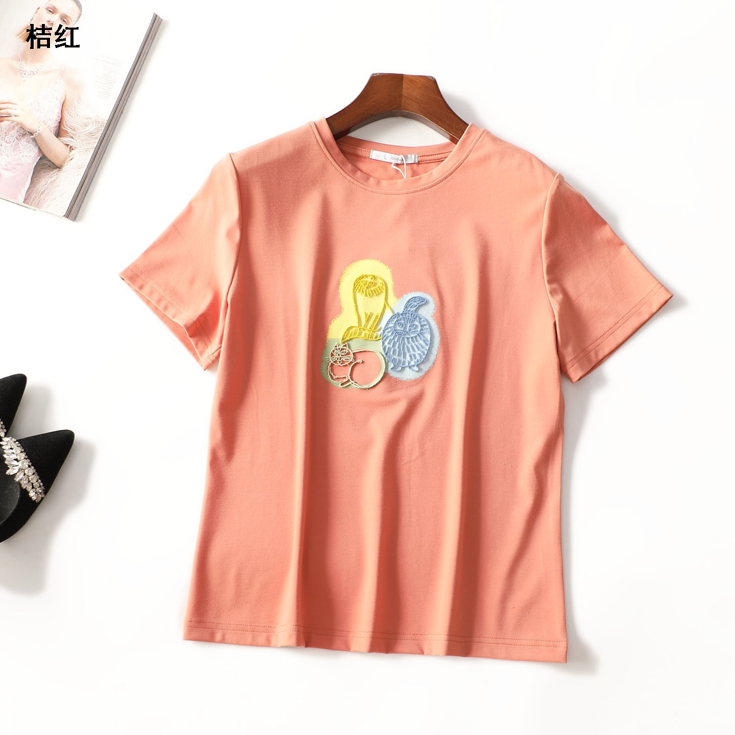 249621 夏T恤 女中长款短袖套头.L.3XL.4XL