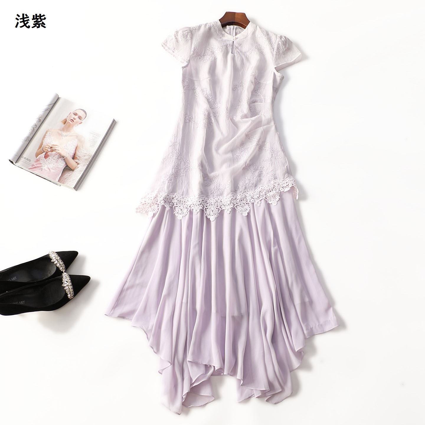 414247 夏连衣裙 女加长款短袖套头.S.M.L.XL