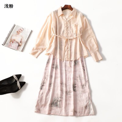 506225 清仓春衬衣长裙套装 女长款长袖套头.S