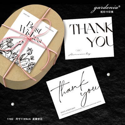 高级感英文thankyou硬卡鲜花花艺伴手礼装饰卡电商包裹售后感谢卡