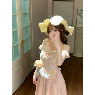 【瑞茜】人鱼之恋 夏季甜美纯欲风小众设计上衣长裙 R5706-1Z