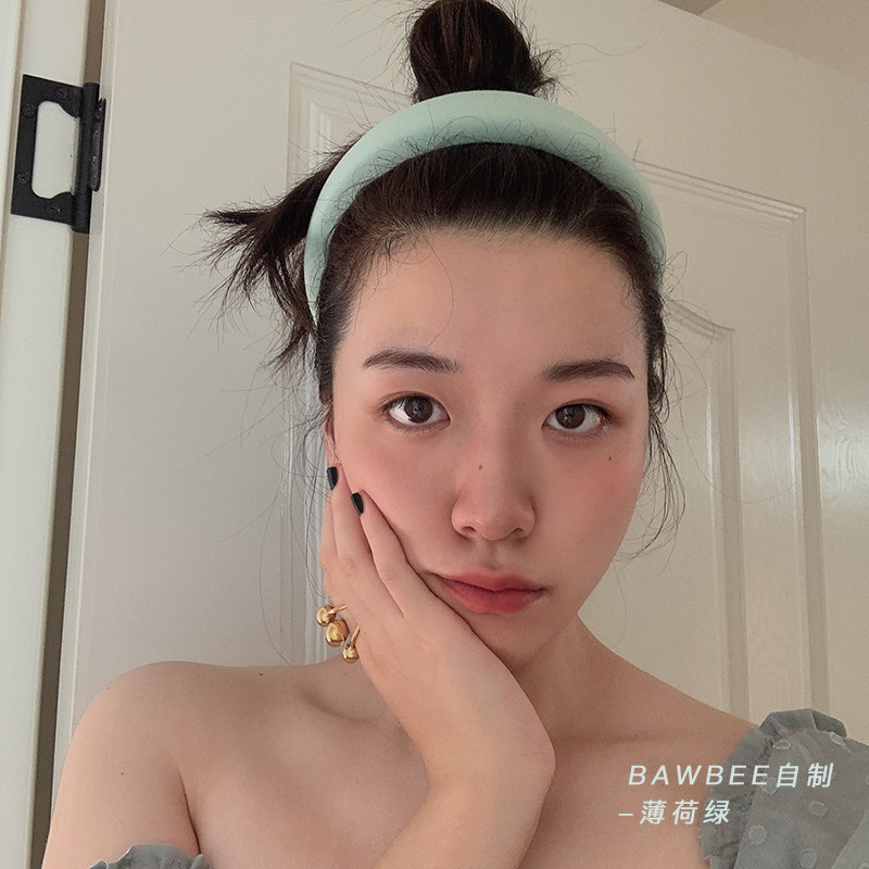 BAWBEE自制薄款韩国chic手感绵软超好看复古又时髦简约海绵发箍_虎窝淘
