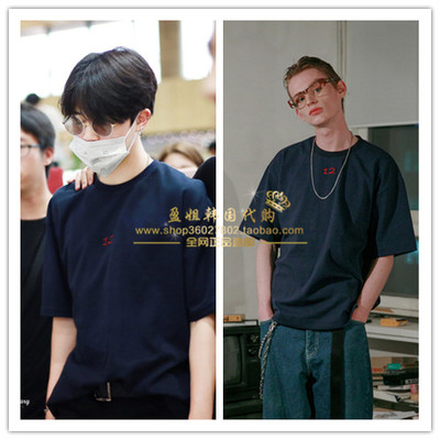 韩国代购防弹少年团JIMIN朴智旻同款12数字简约韩版短袖男女T恤
