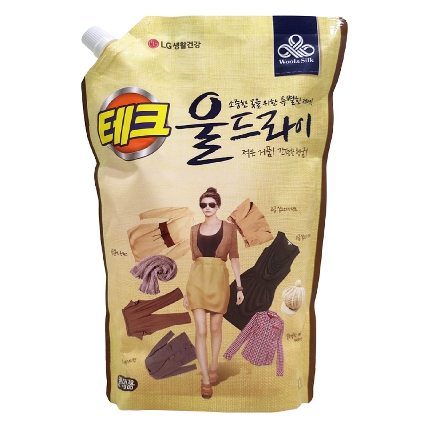 韩国进口LG洗衣液1.3L LG洗衣液袋装天然低泡中性无荧光剂内衣
