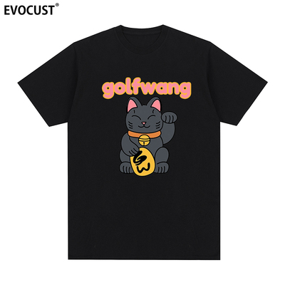 Golf Wang招财猫黑猫嘻哈潮牌hip hop街头饶舌涂鸦短袖T恤男女