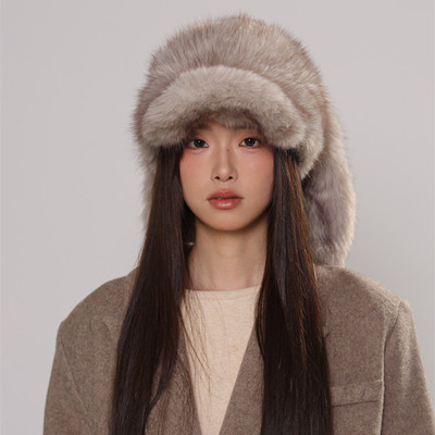 高品质毛感超蓬松兔耳朵棒球帽女