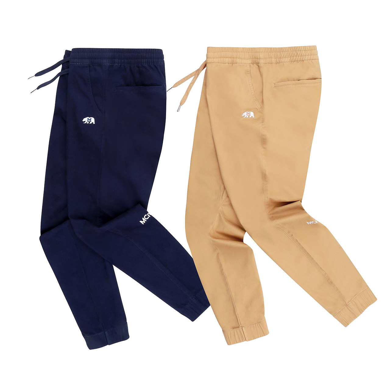 MCREW CABEAR系列LOGO刺绣藏青蓝卡其色斜纹工装布裤长裤_虎窝淘