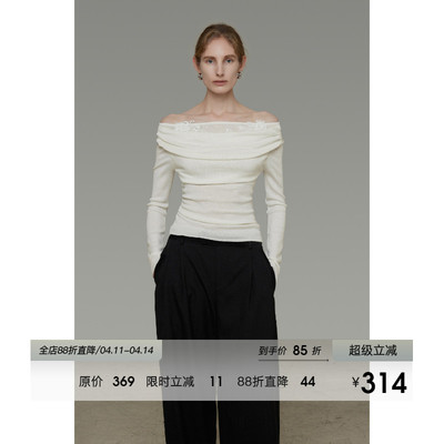 UNSPOKEN一字肩针织衫