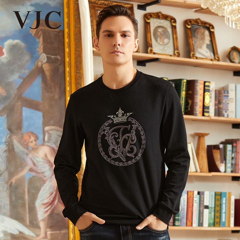 VJC/威杰思秋冬男装新款圆领卫衣复古运动男士时尚潮流_虎窝淘