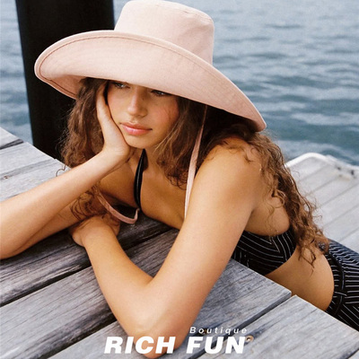 LACK OF COLOR大檐复古遮阳防晒太阳帽子出游休闲百搭系绳渔夫帽