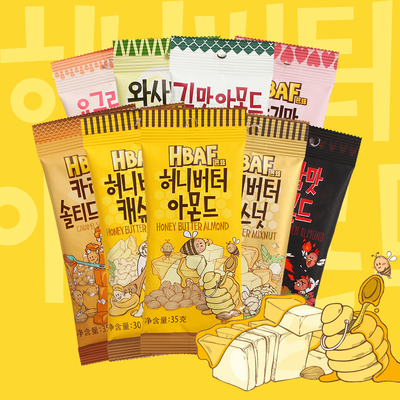 韩国进口芭蜂HBAF黄油蜂蜜扁桃仁腰果仁多口味坚果炒货休闲零食品