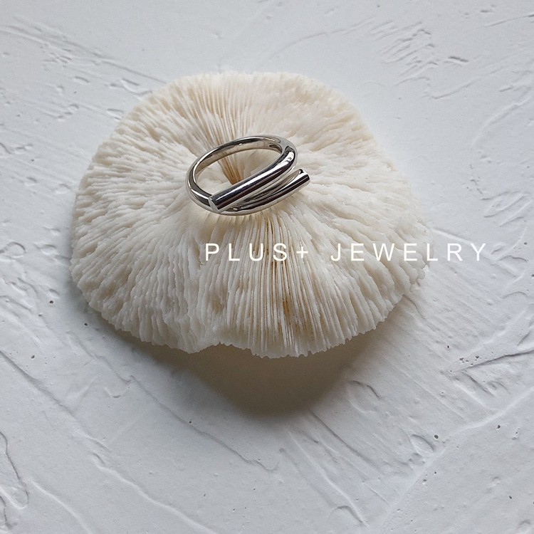 PLUS JEWELRY/ 925银光面环绕线条素圈纯银戒指日韩_虎窝淘