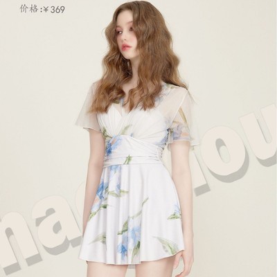 号手151030新款裙式连体泳衣高级女孩遮肉显瘦保守度假夏季泳装